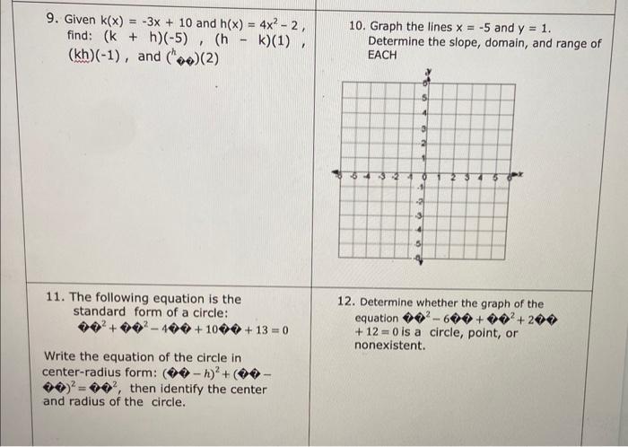 Solved 1. Write the equation iacepter radius form of the | Chegg.com