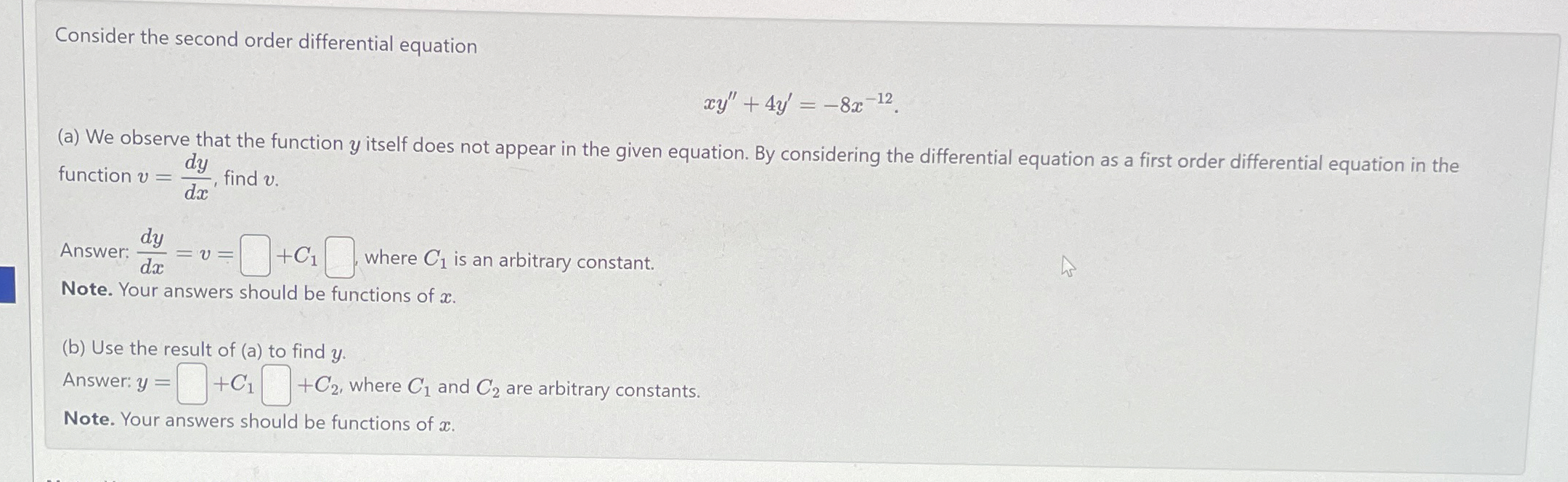 Solved Consider the second order differential | Chegg.com