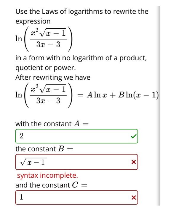 Solved Write as the sum and/or difference of logarithms. x² | Chegg.com