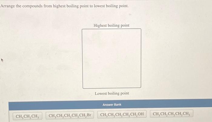 Solved Arrange the compounds from highest boiling point to | Chegg.com