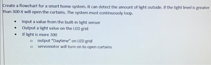 Solved Create a flowchart for a smart home system. It can | Chegg.com