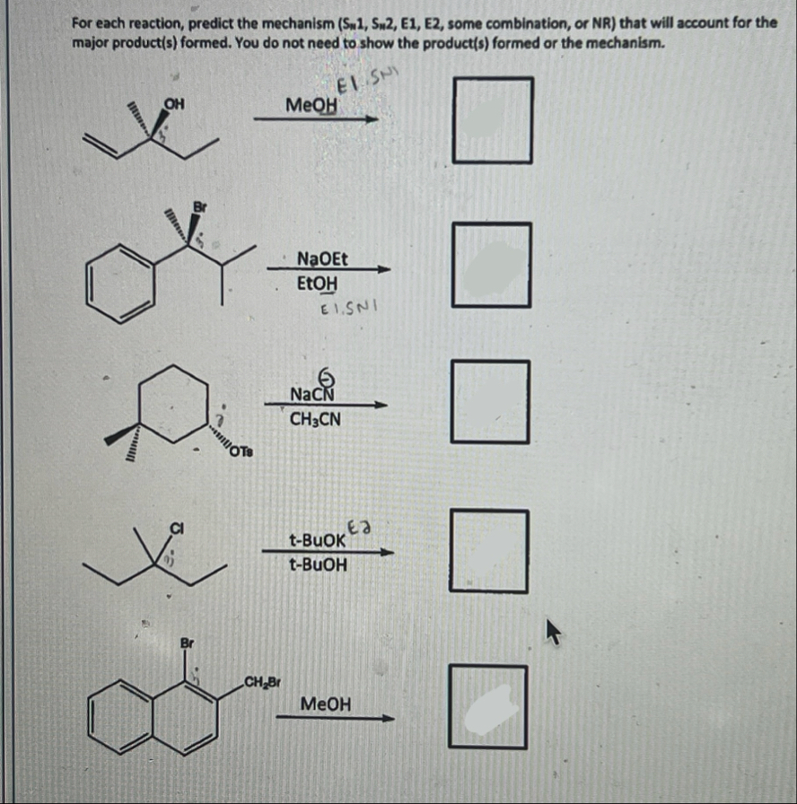 Solved For each reaction, predict the mechanism | Chegg.com