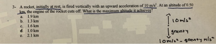 Solved a 3- A rocket, initially at rest, is fired vertically | Chegg.com
