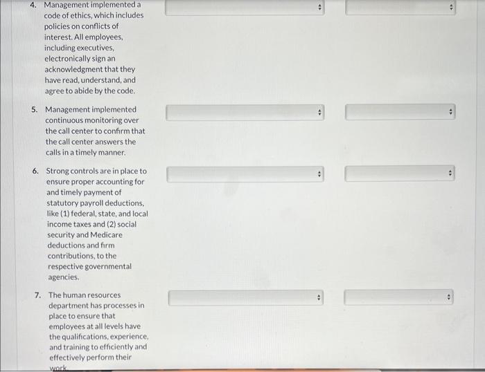 Match each Control in Column 2 with a. One or more | Chegg.com