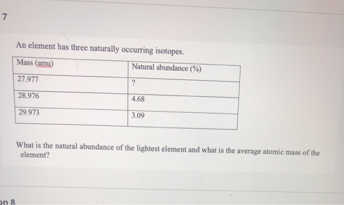Solved 7 An element has three naturally occurring isotopes. | Chegg.com