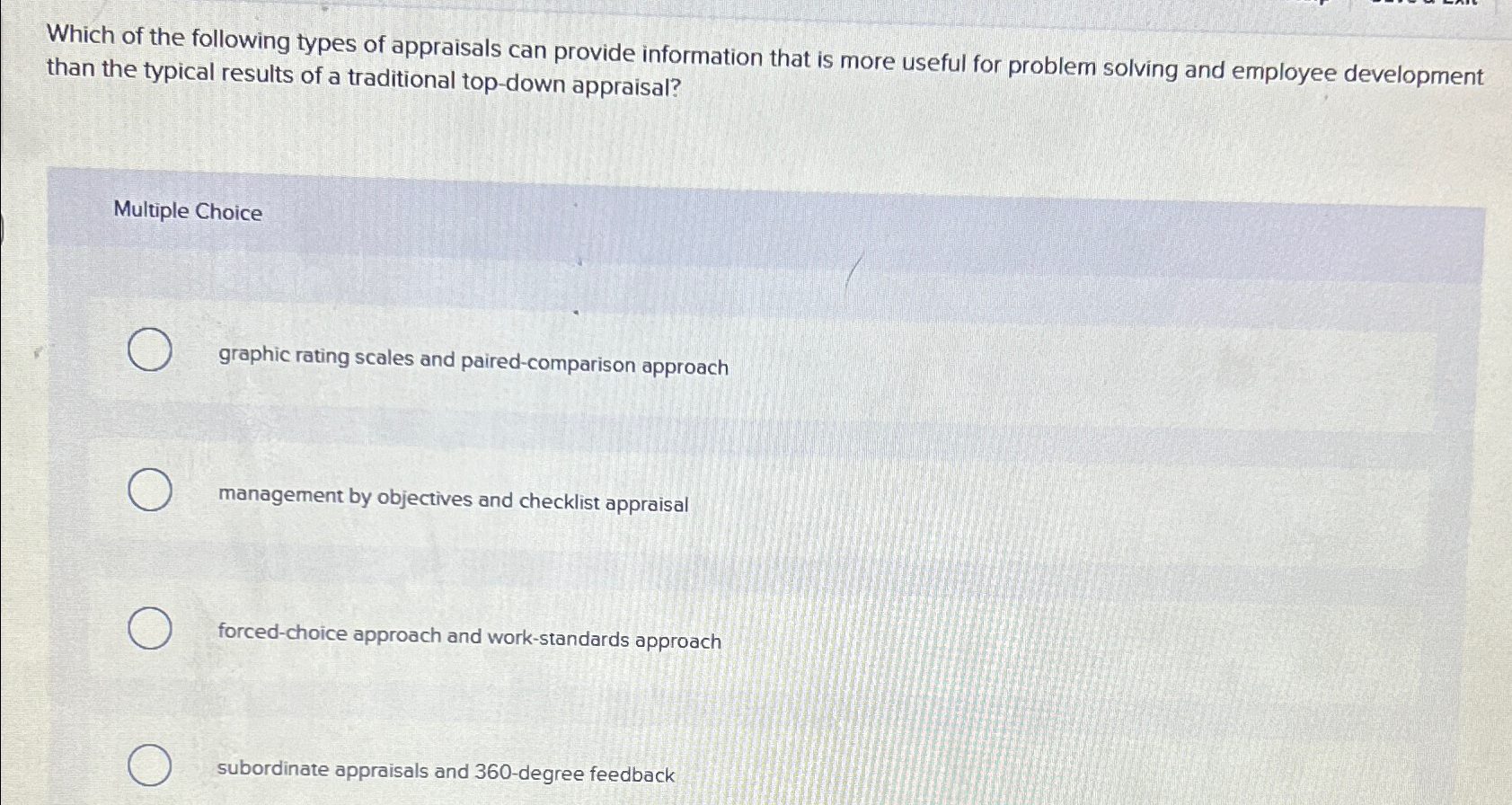 Solved Which of the following types of appraisals can | Chegg.com