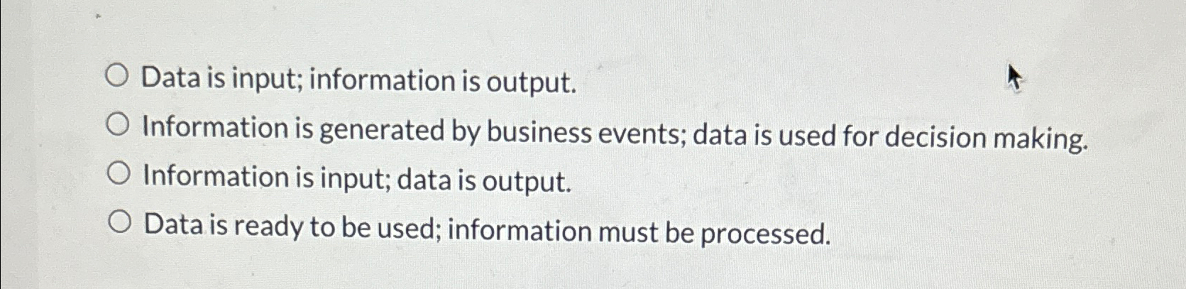 Solved Data is input; information is output.Information is | Chegg.com