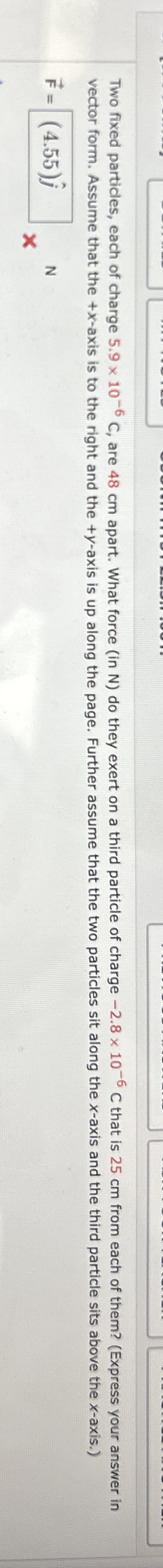 Two fixed particles, each of charge 5.9×10-6C, ﻿are | Chegg.com