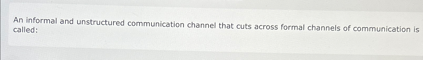 Solved An informal and unstructured communication channel | Chegg.com