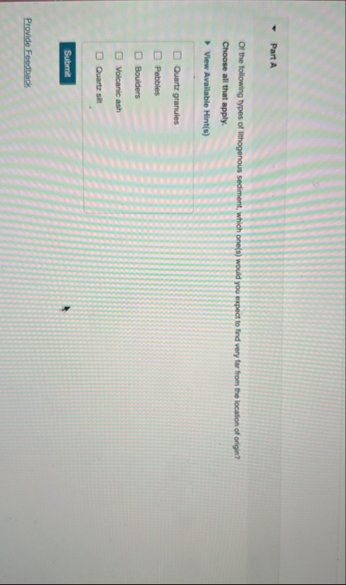 Solved Part AOf the following types of lithogenous sediment, | Chegg.com
