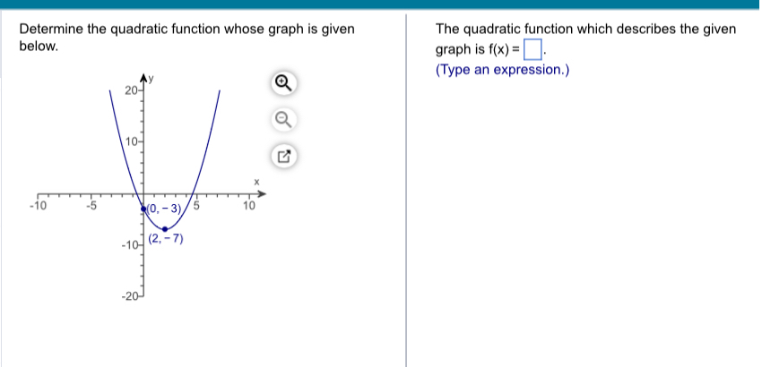 Solved Determine the quadratic function whose graph is given | Chegg.com