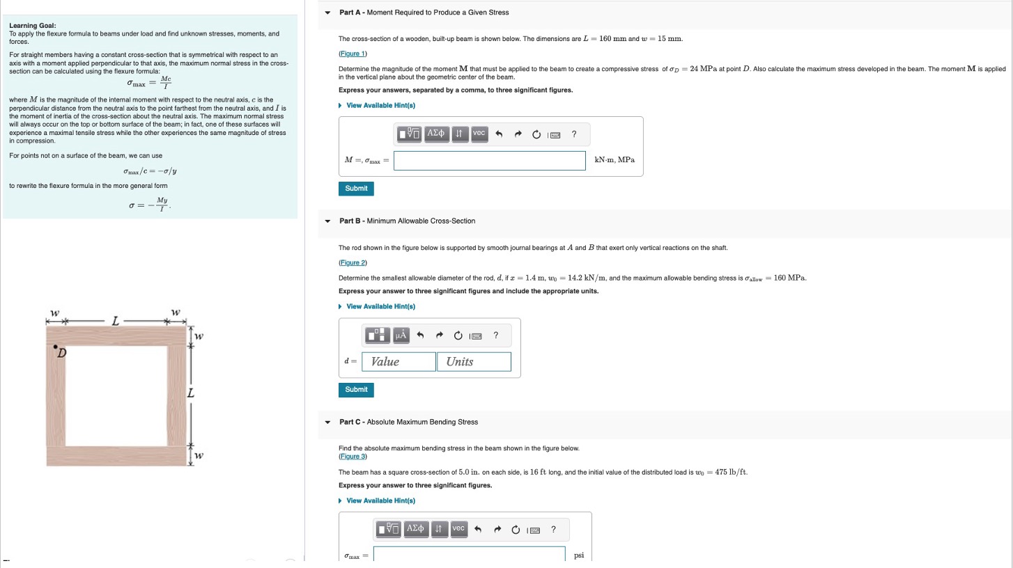 Solved Learning Goal:To apply the flexure formula to beams | Chegg.com