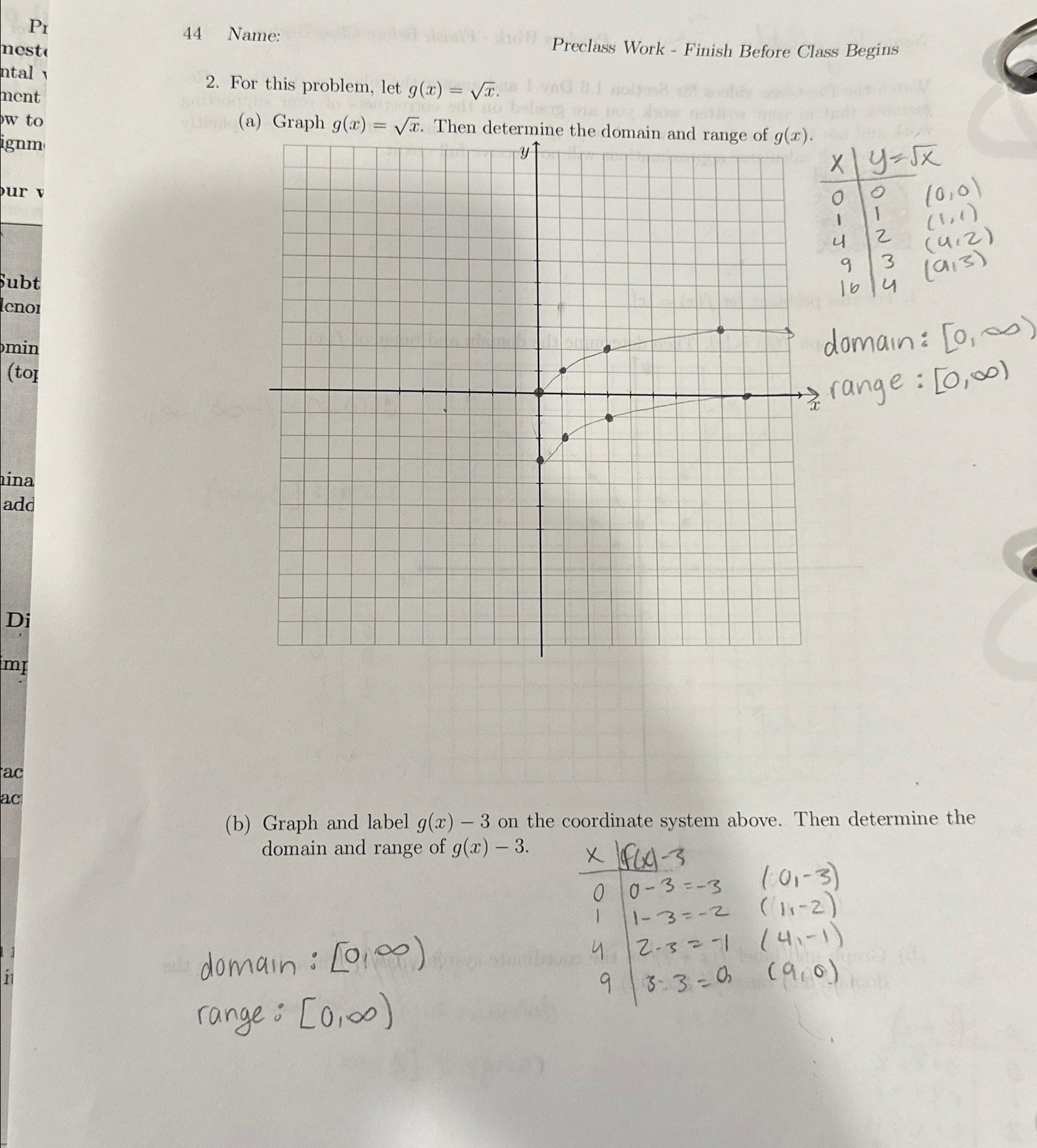 Solved 44 ﻿Name:Preclass Work - ﻿Finish Before Class | Chegg.com