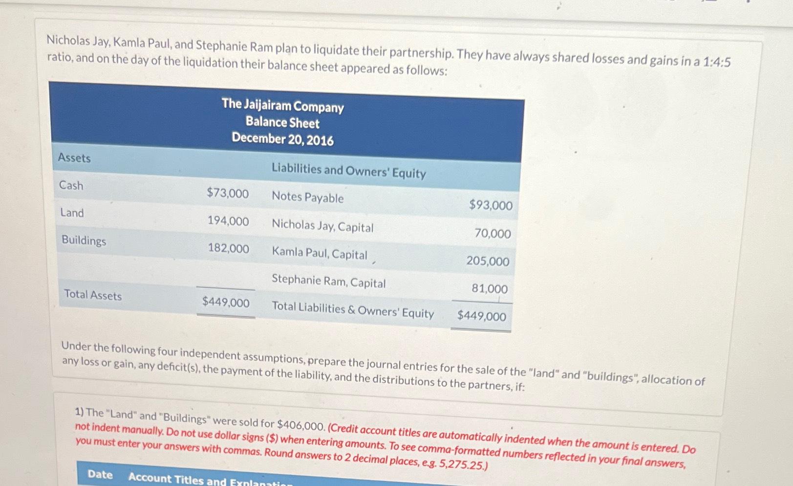 Solved Nicholas Jay, Kamla Paul, and Stephanie Ram plan to | Chegg.com