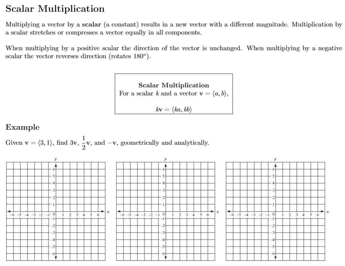 Solved Scalar MultiplicationMultiplying a vector by a scalar | Chegg.com
