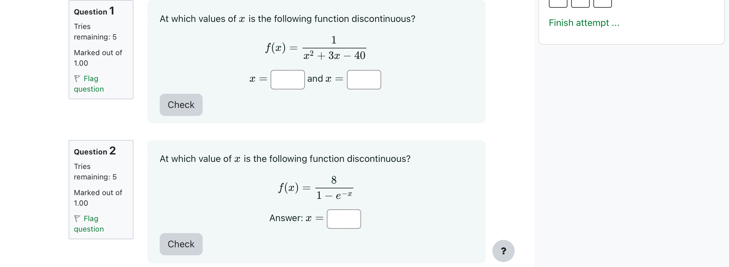 Solved \table[[Question 1],[Tries],[remaining: 5],[Marked | Chegg.com