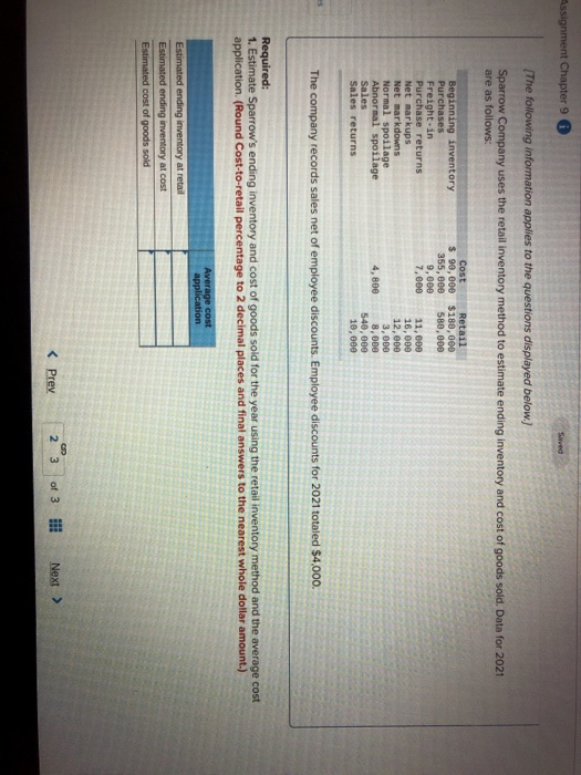 Solved Assignment Chapter 9 6 Saved The Following