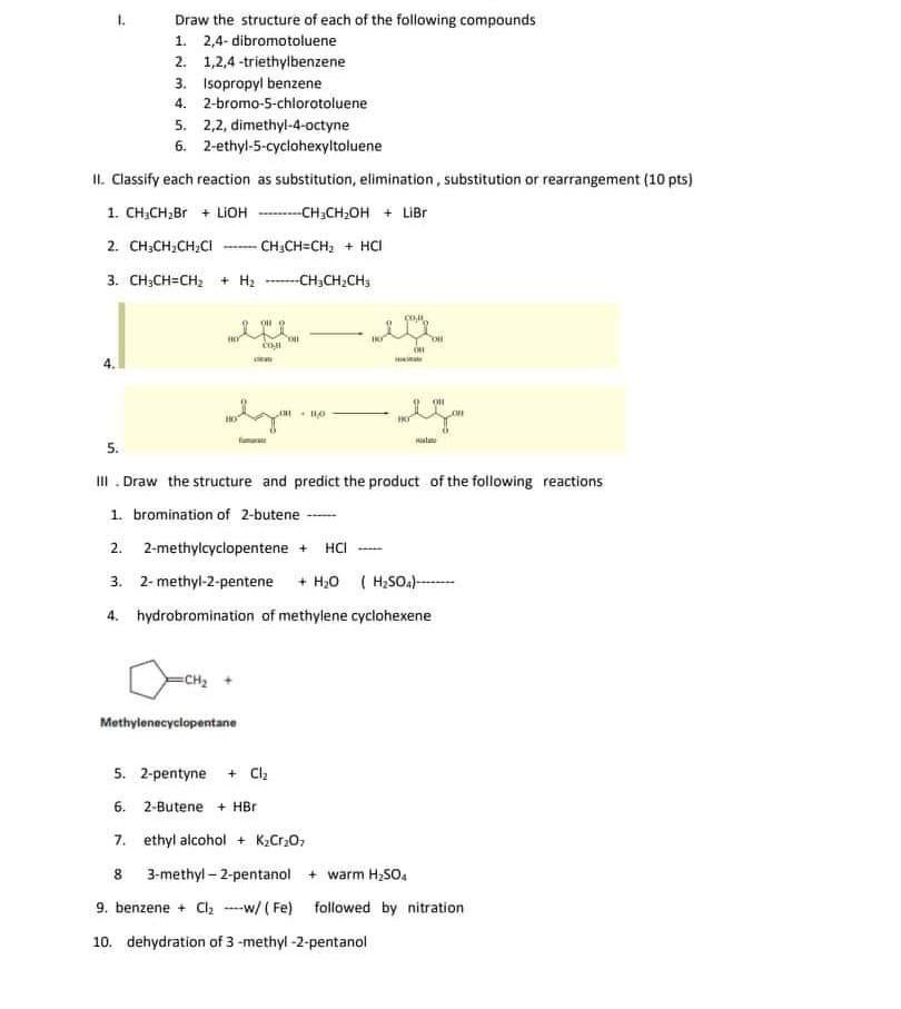 Solved 1. Draw the structure of each of the following | Chegg.com