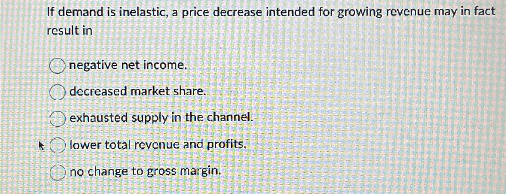 Solved If demand is inelastic, a price decrease intended for | Chegg.com