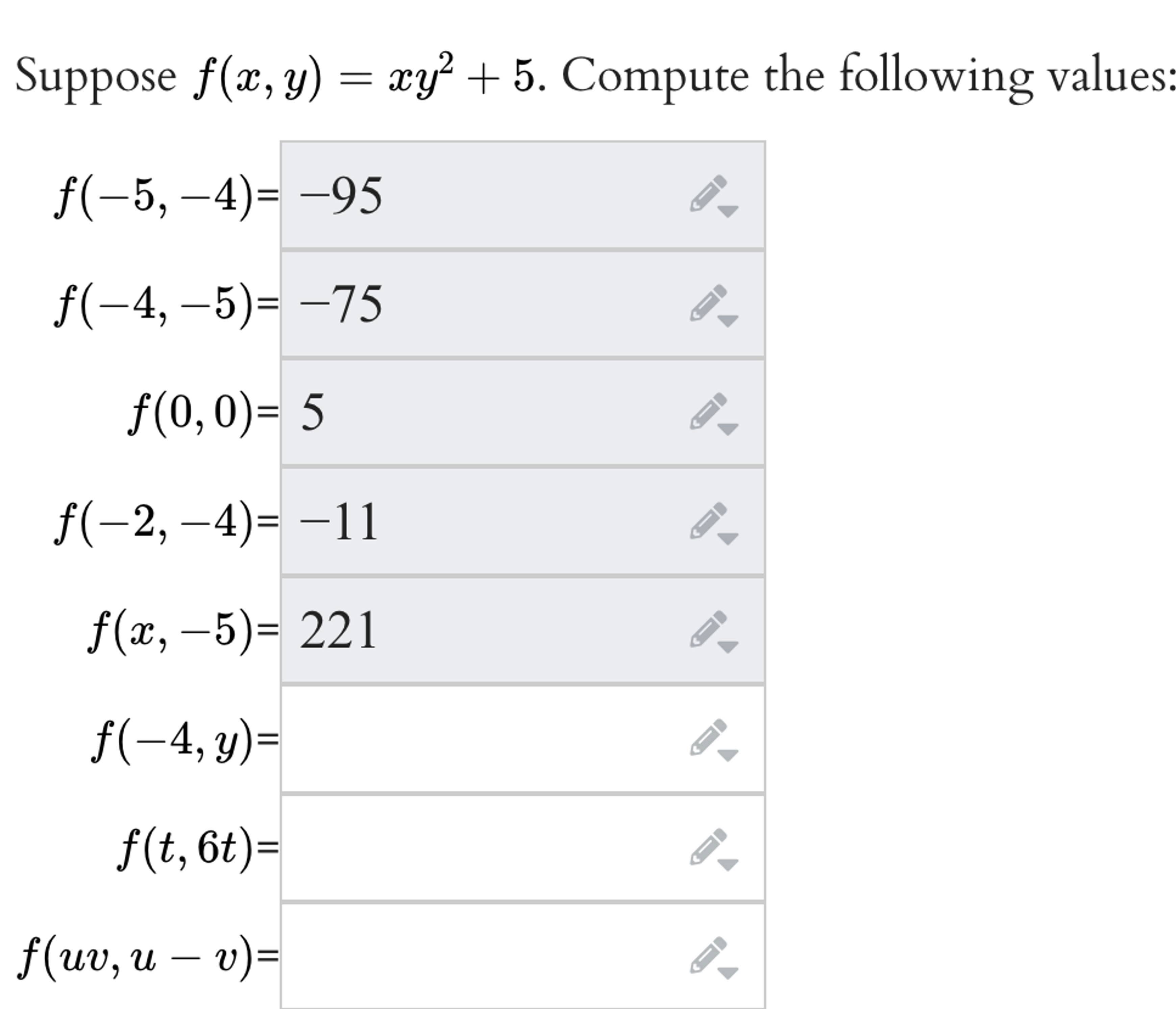Solved Suppose f(x,y)=xy2+5. Compute the following | Chegg.com Solved Suppose f(x,y)=xy2+5. Compute the following | Chegg.com
