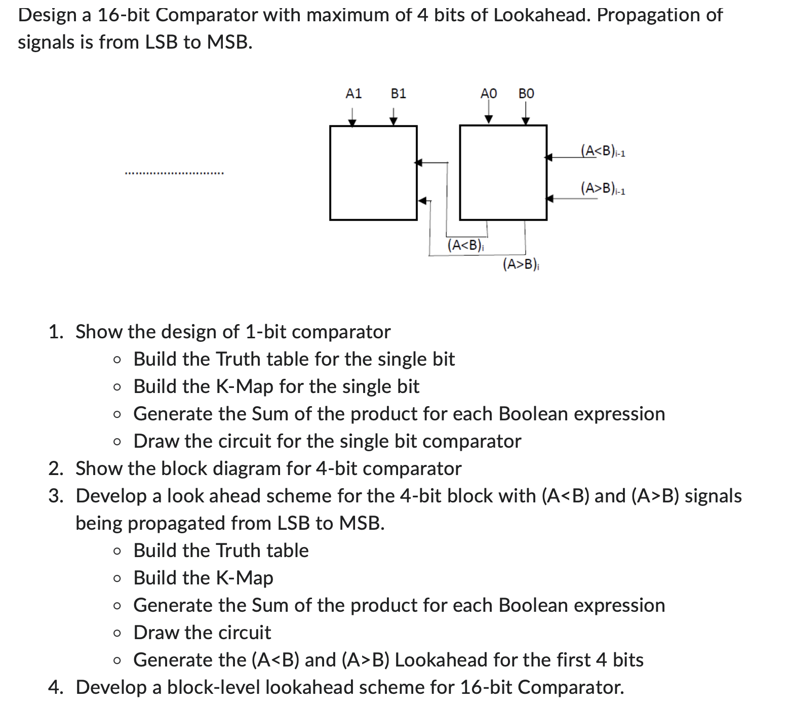 Solved Design a 16-bit Comparator with maximum of 4 ﻿bits of | Chegg.com