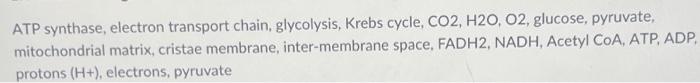 Solved Organize a concept map using the following terms- ATP | Chegg.com