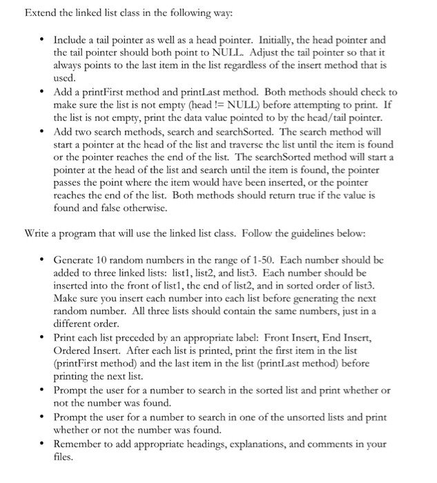 Solved Extend The Linked List Class In The Following Way • 6058