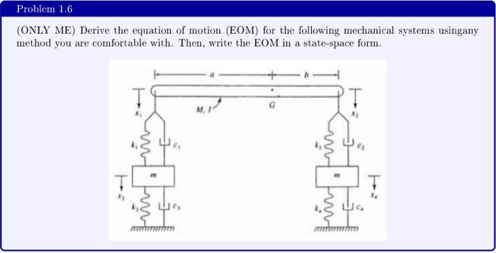 Solved (ONLY ME) Derive the equation of motion (EOM) for the | Chegg.com