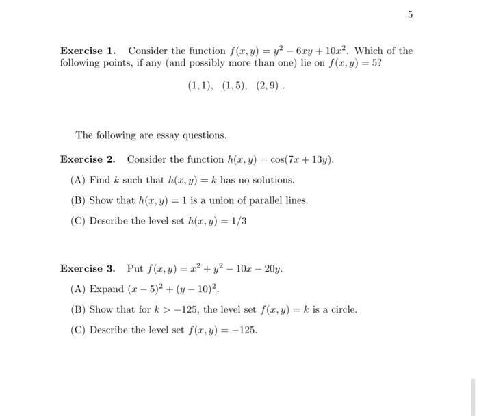 Solved Exercise 1 Consider The Function F X Y Y2−6xy 10x2