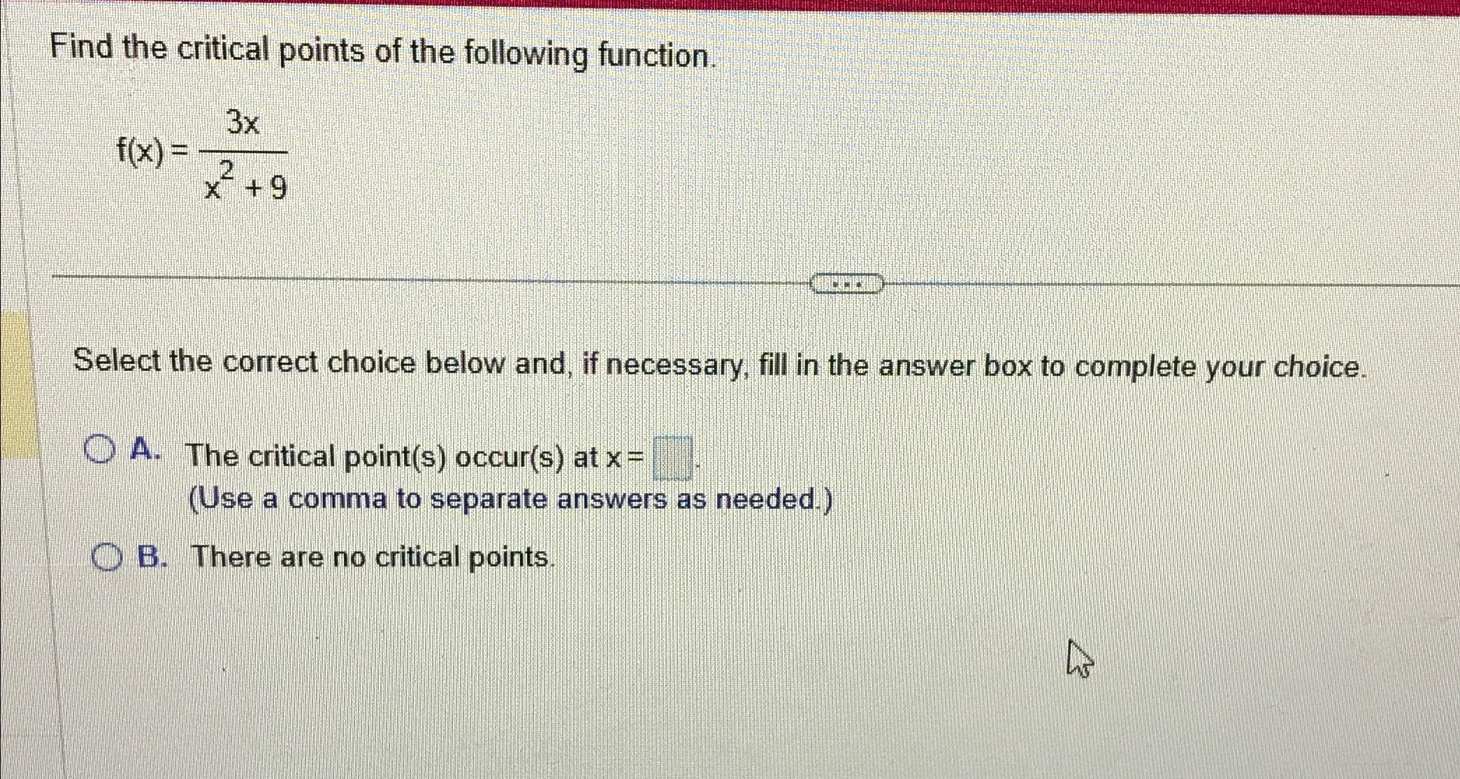 Solved Find the critical points of the following | Chegg.com