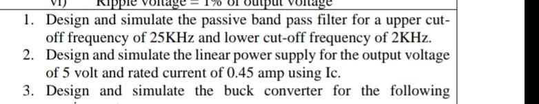 Solved age 1. Design and simulate the passive band pass | Chegg.com