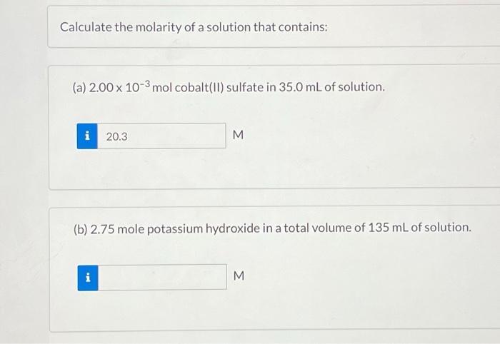 Calculate the molarity of a solution that contains: | Chegg.com