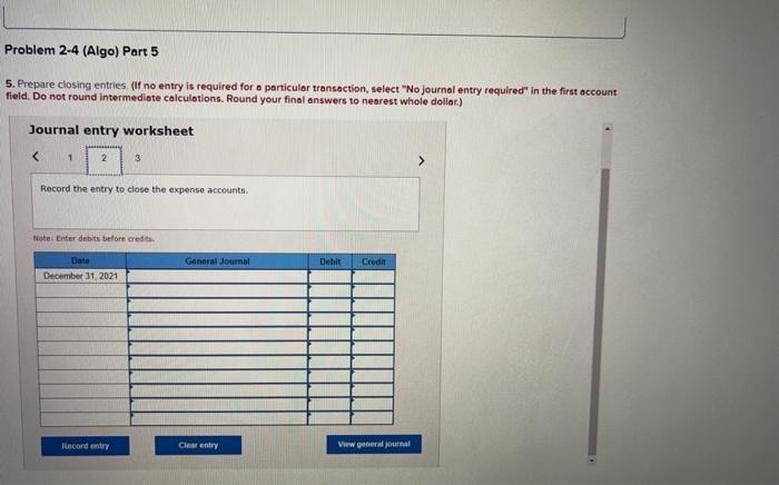 Solved Required information Problem 2-4 (Algo) Accounting | Chegg.com