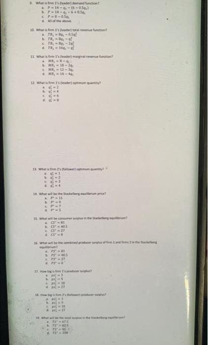 Solved Review Questions: Oligopoly The following questions | Chegg.com