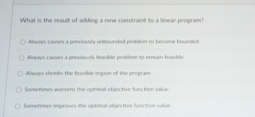 What is the result of adding a new constraint to a | Chegg.com