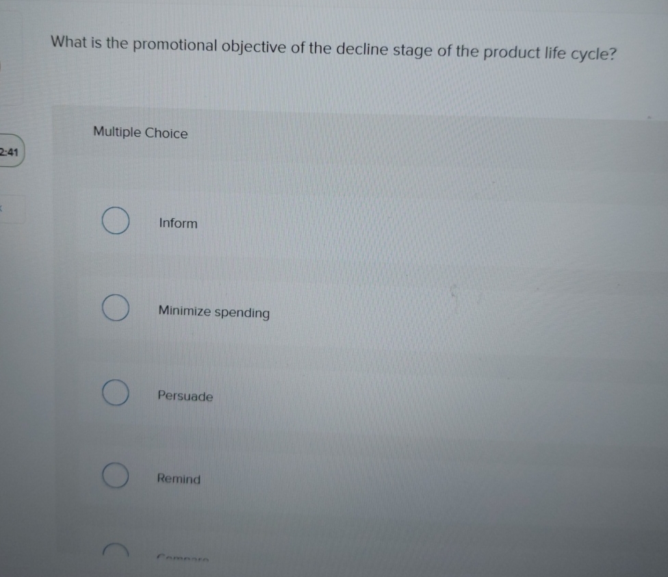 Solved What is the promotional objective of the decline | Chegg.com