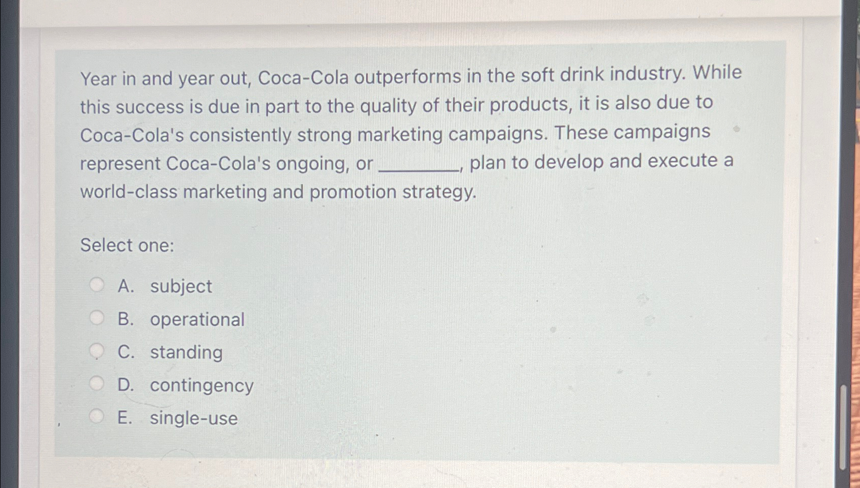 Solved Year in and year out, Coca-Cola outperforms in the | Chegg.com