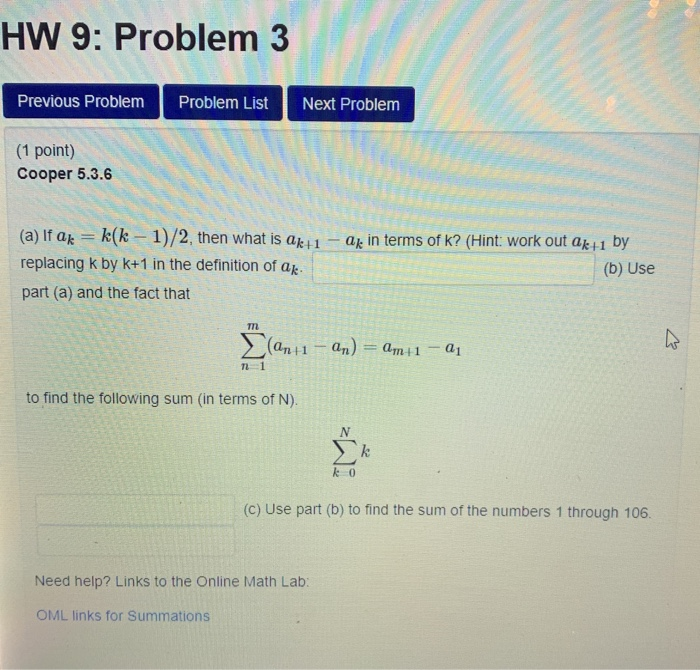 Solved HW 9: Problem 3 Previous Problem Problem List Next | Chegg.com