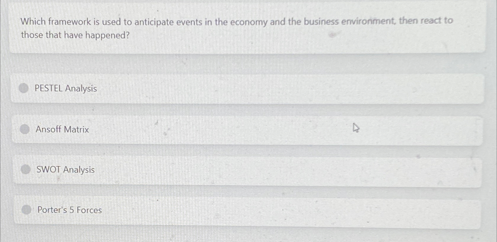 Solved Which framework is used to anticipate events in the | Chegg.com