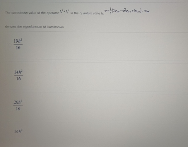 Solved The expectation value of the operator L22+L12 ﻿in the | Chegg.com