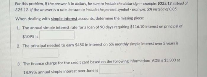 Solved For this problem, if the answer is in dollars, be | Chegg.com