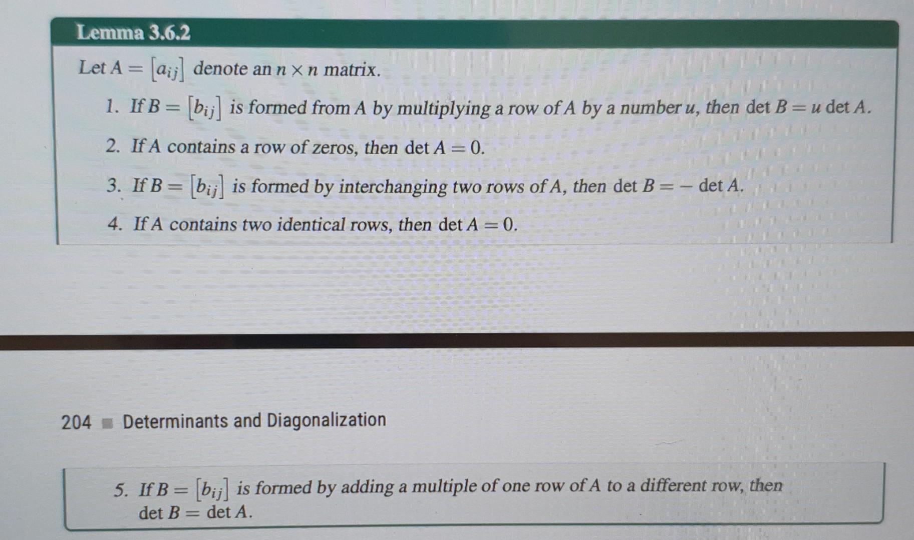 Solved = Lemma 3.6.2 Let A = [aij] denote an n x n matrix. | Chegg.com