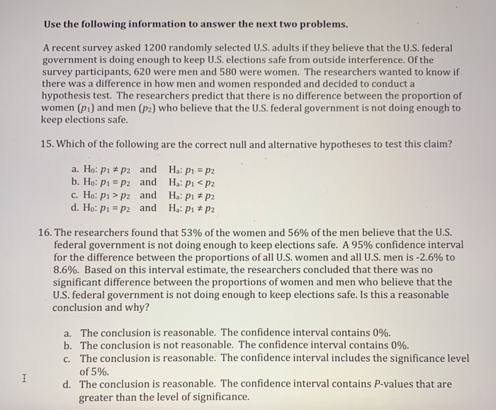 Solved Use the following information to answer the next two | Chegg.com
