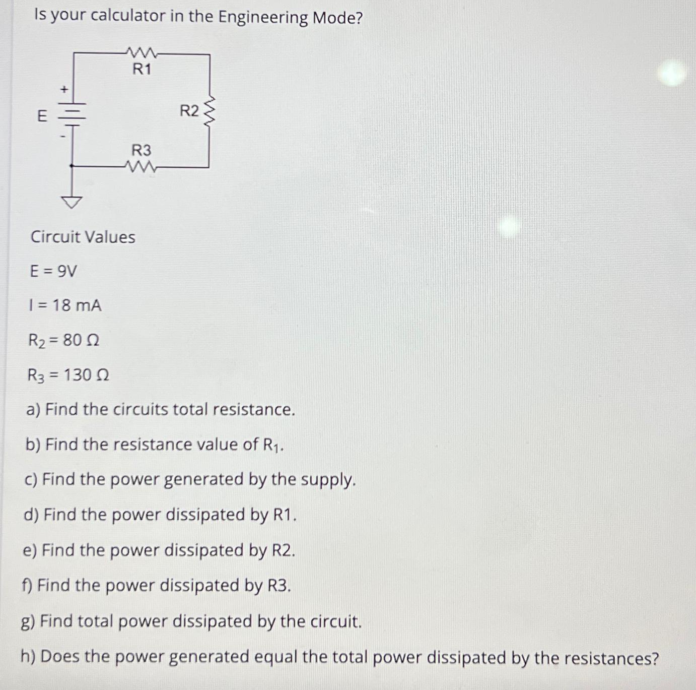 Solved Is your calculator in the Engineering Mode?Circuit | Chegg.com
