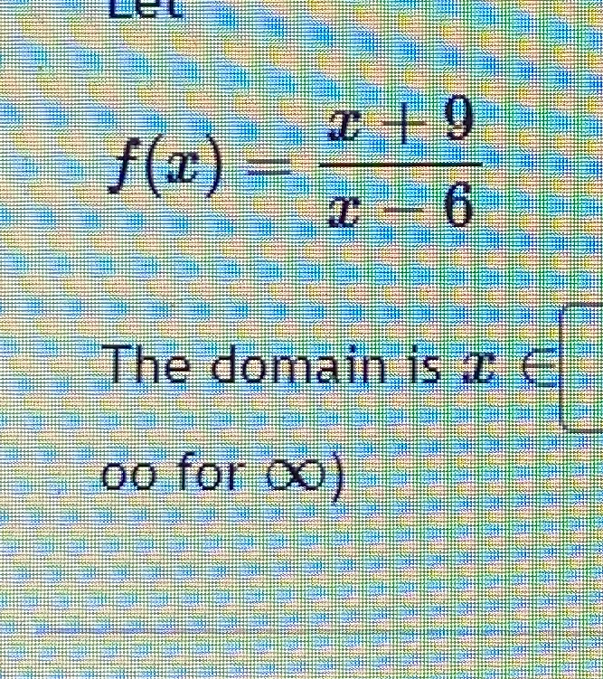 Solved f(x)=x+9x-6The domain is xin 00 ﻿for ∞ | Chegg.com