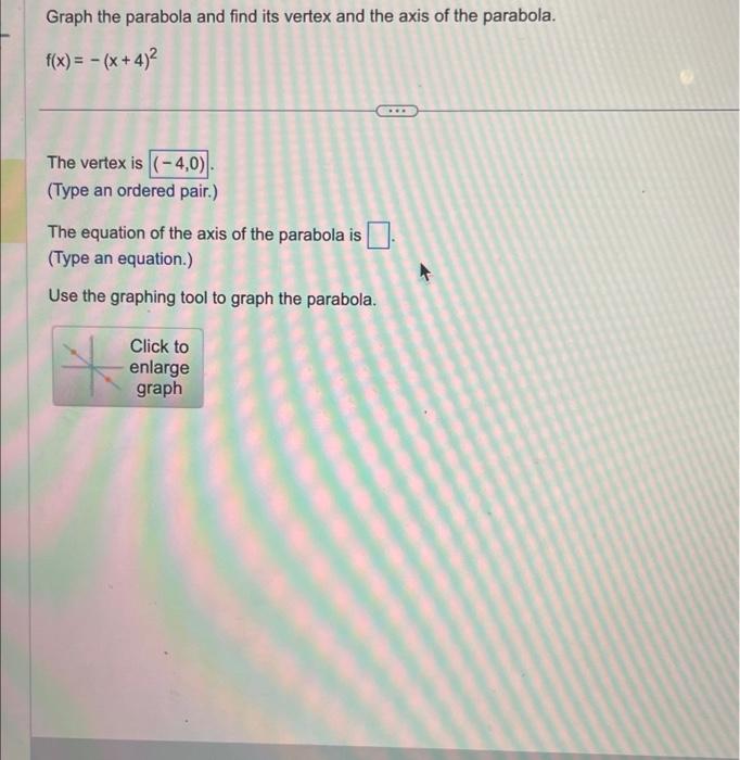 Solved Graph the parabola and find its vertex and the axis | Chegg.com