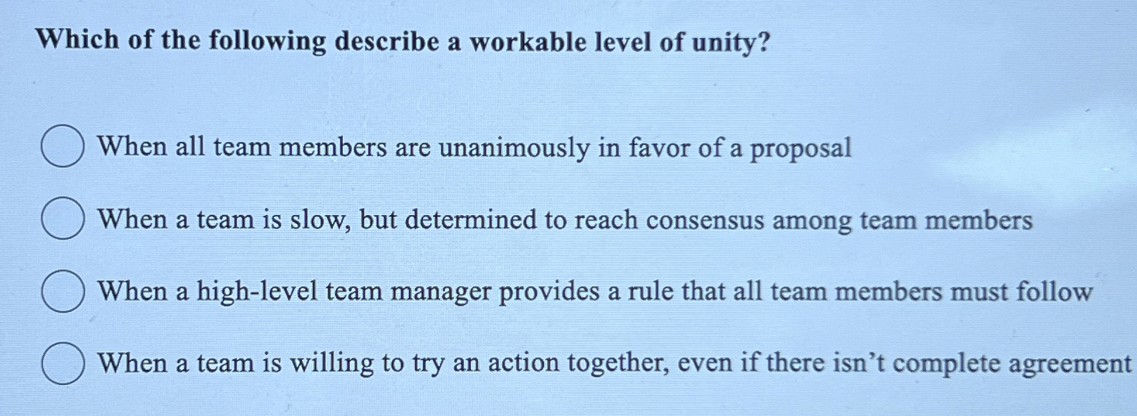 Solved Which of the following describe a workable level of | Chegg.com