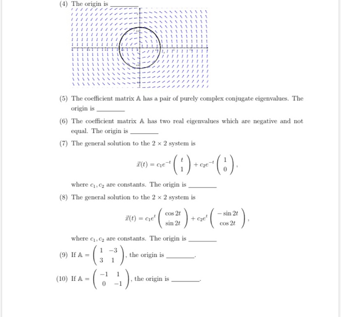 Solved 3. (10 pts) Determine the point type of origin for | Chegg.com