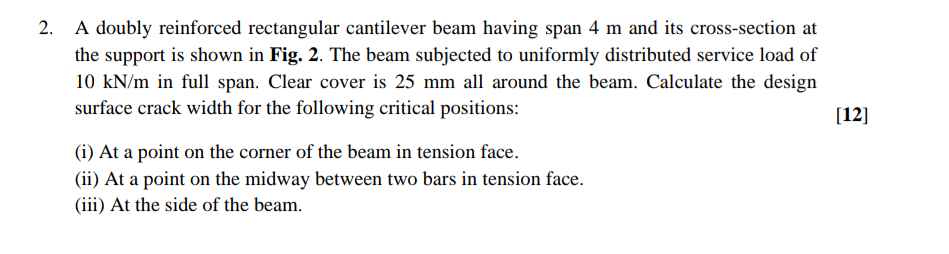 Solved 2. A doubly reinforced rectangular cantilever beam | Chegg.com