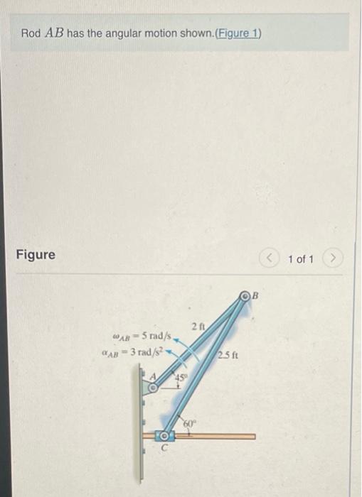 Solved Rod AB has the angular motion shown.(Figure 1) | Chegg.com